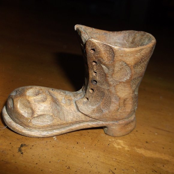 None | Accents | Old Hand Carved Wooden Boot | Poshmark